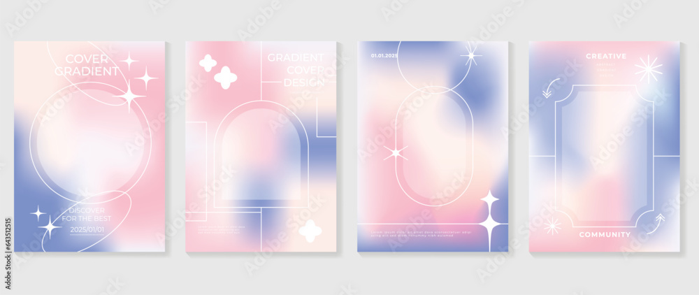 Idol lover posters set. Cute gradient holographic background vector ...