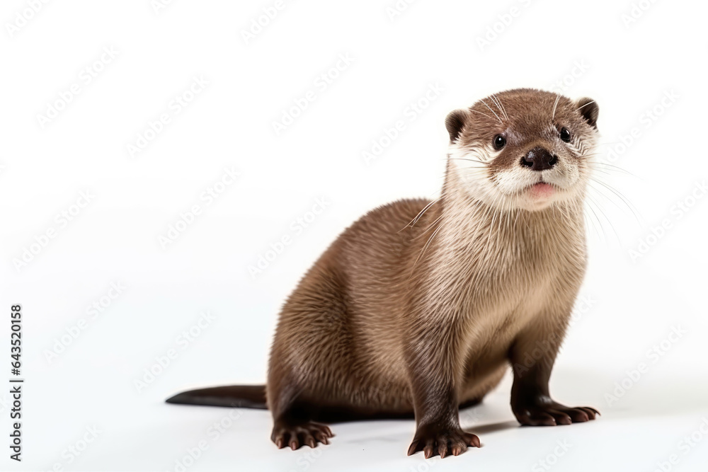 Cute Otter On White Background. Сoncept Cute Otters, White Backgrounds ...