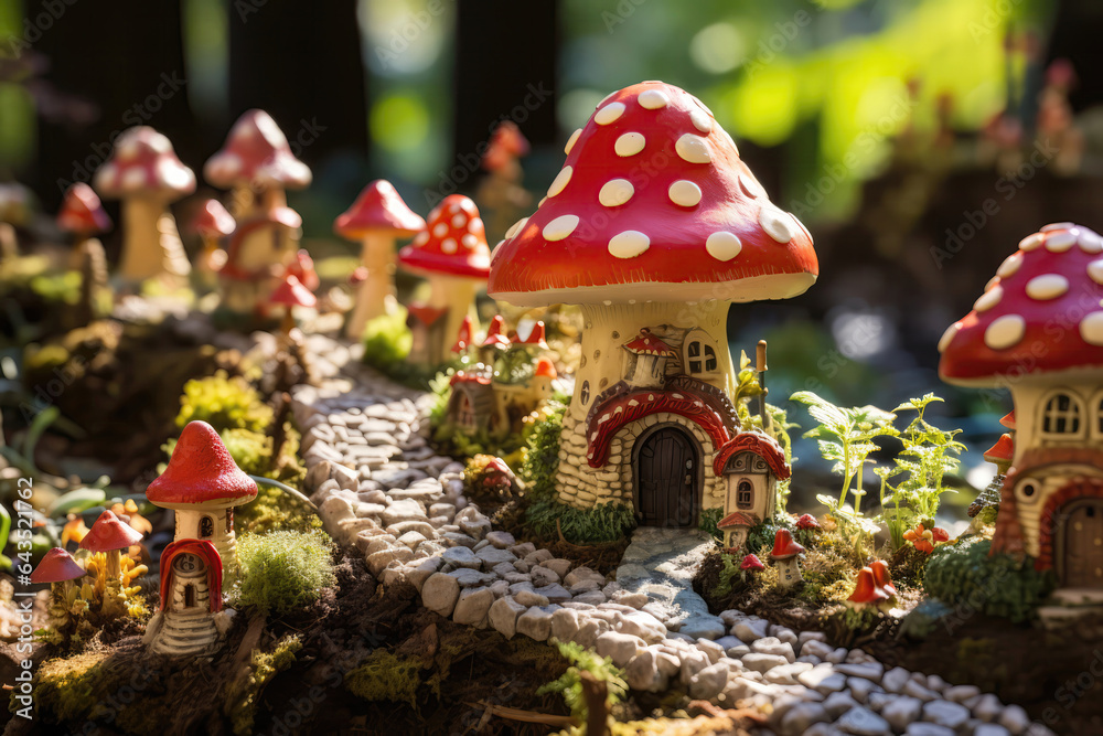 Fanciful Toadstool Village Inhabited By Miniature, Magical Beings ...