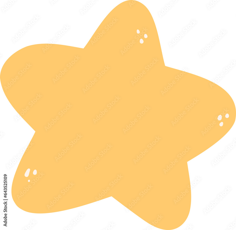 Cute yellow star cartoon doodle flat desing illustration. Stock Vector ...