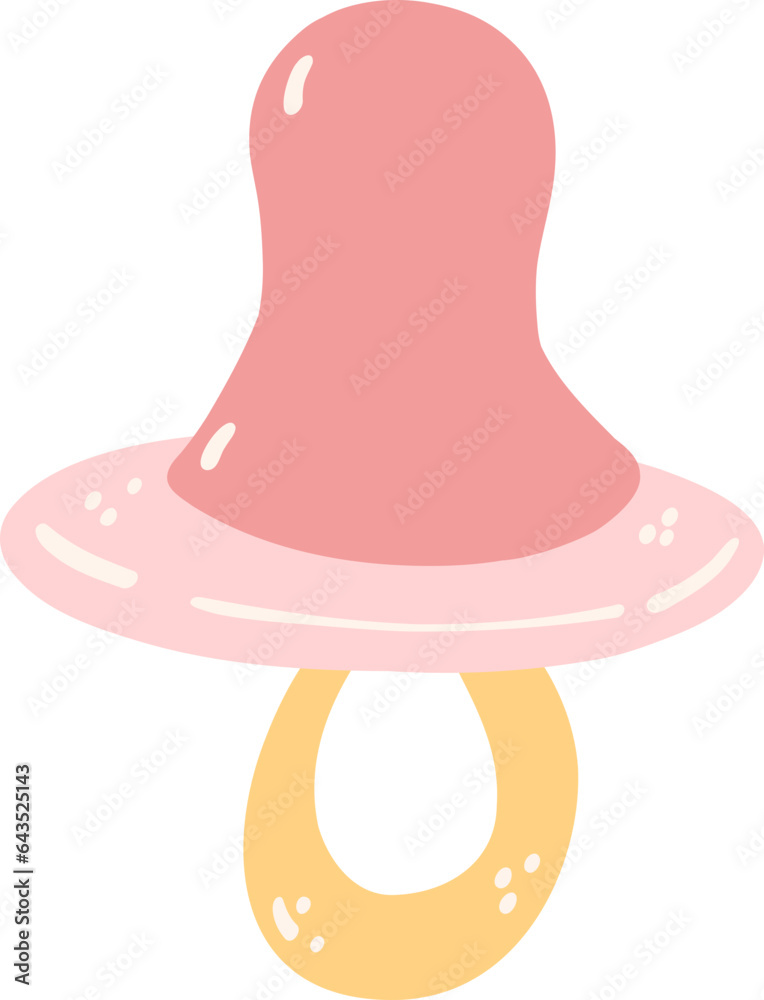 Cute baby shower, pink baby dummy cartoon doodle flat desing ...