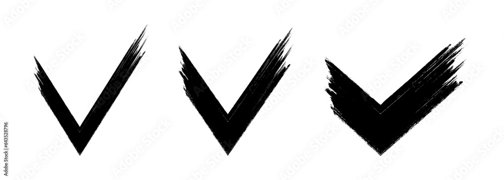 Tick v sign set. Brush stroke. Collection of black grunge check mark ...