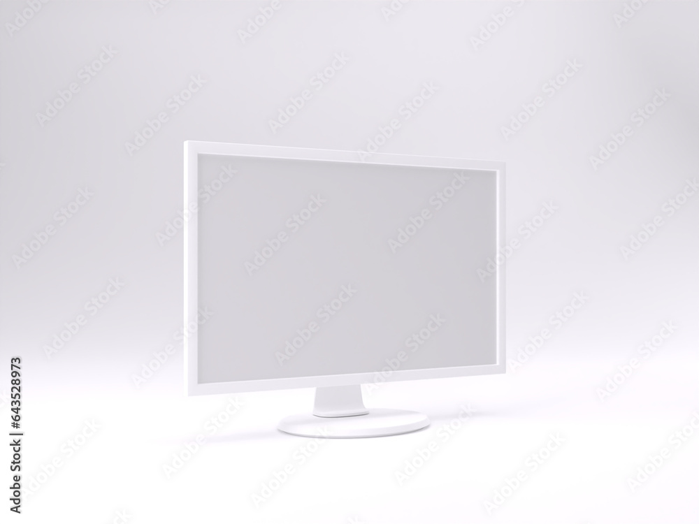 3d render empty white monitor mockup template photo with white ...
