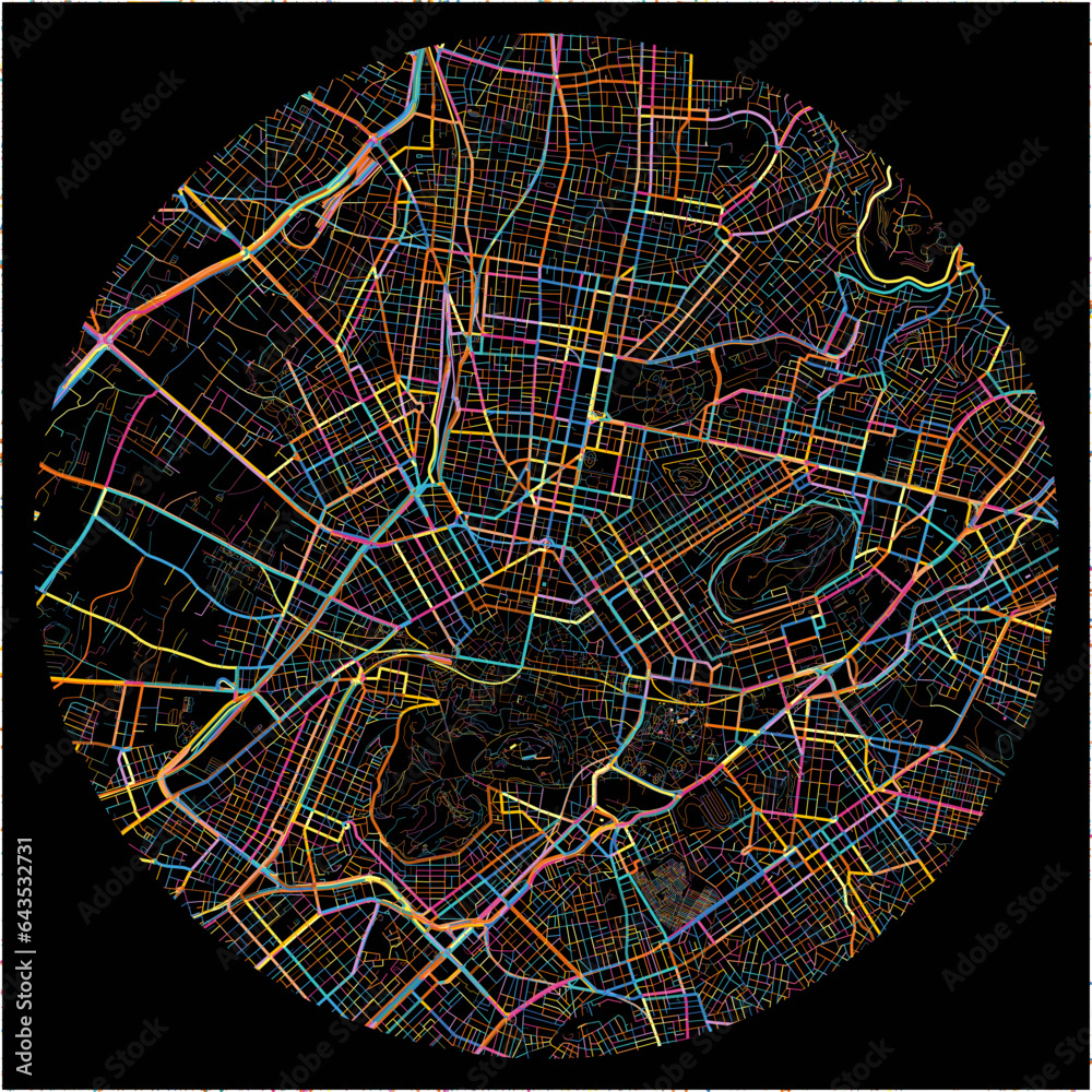 Colorful Map of Athens, Attica with all major and minor roads. Stock ...