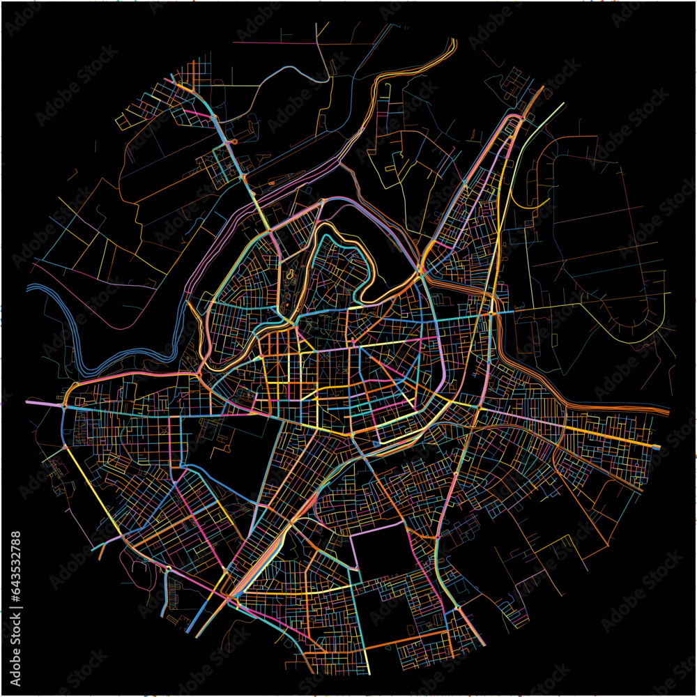 Colorful Map of Larissa, Thessaly with all major and minor roads. Stock ...