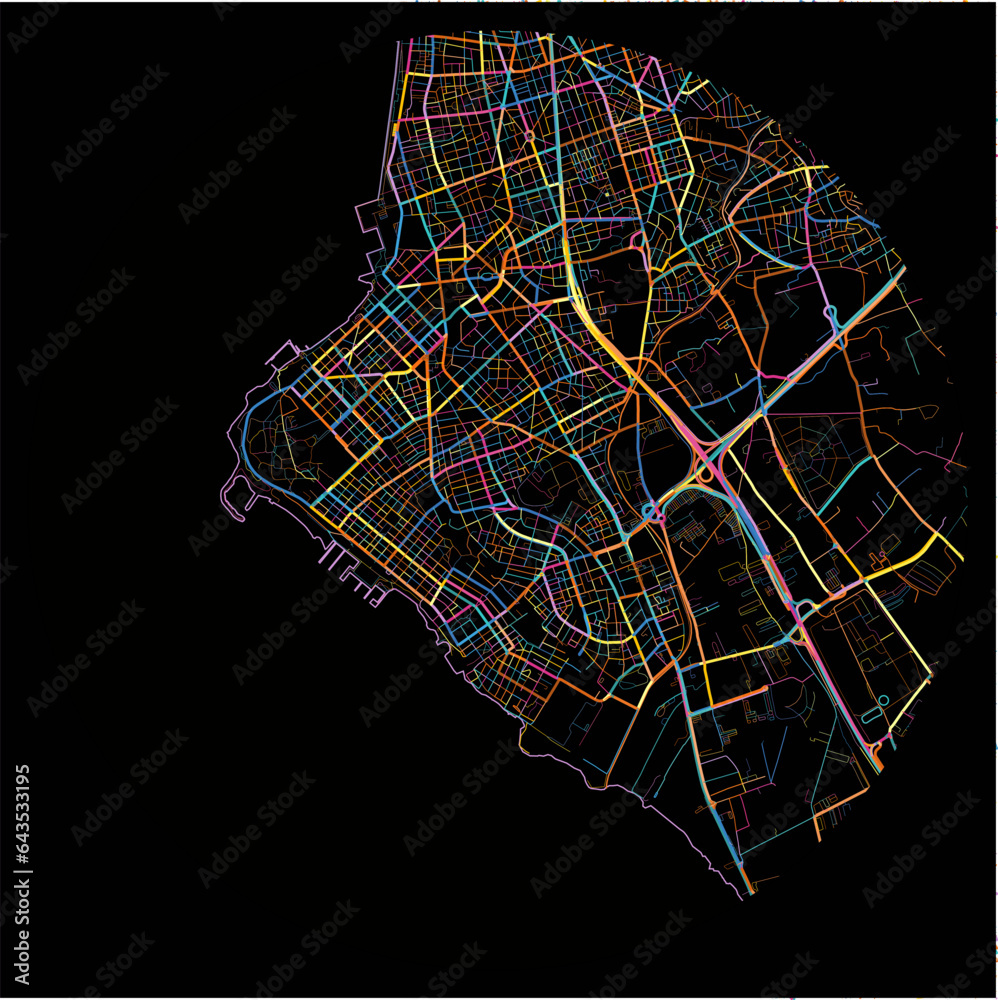 Colorful Map of Kalamaria, Central Macedonia with all major and minor ...