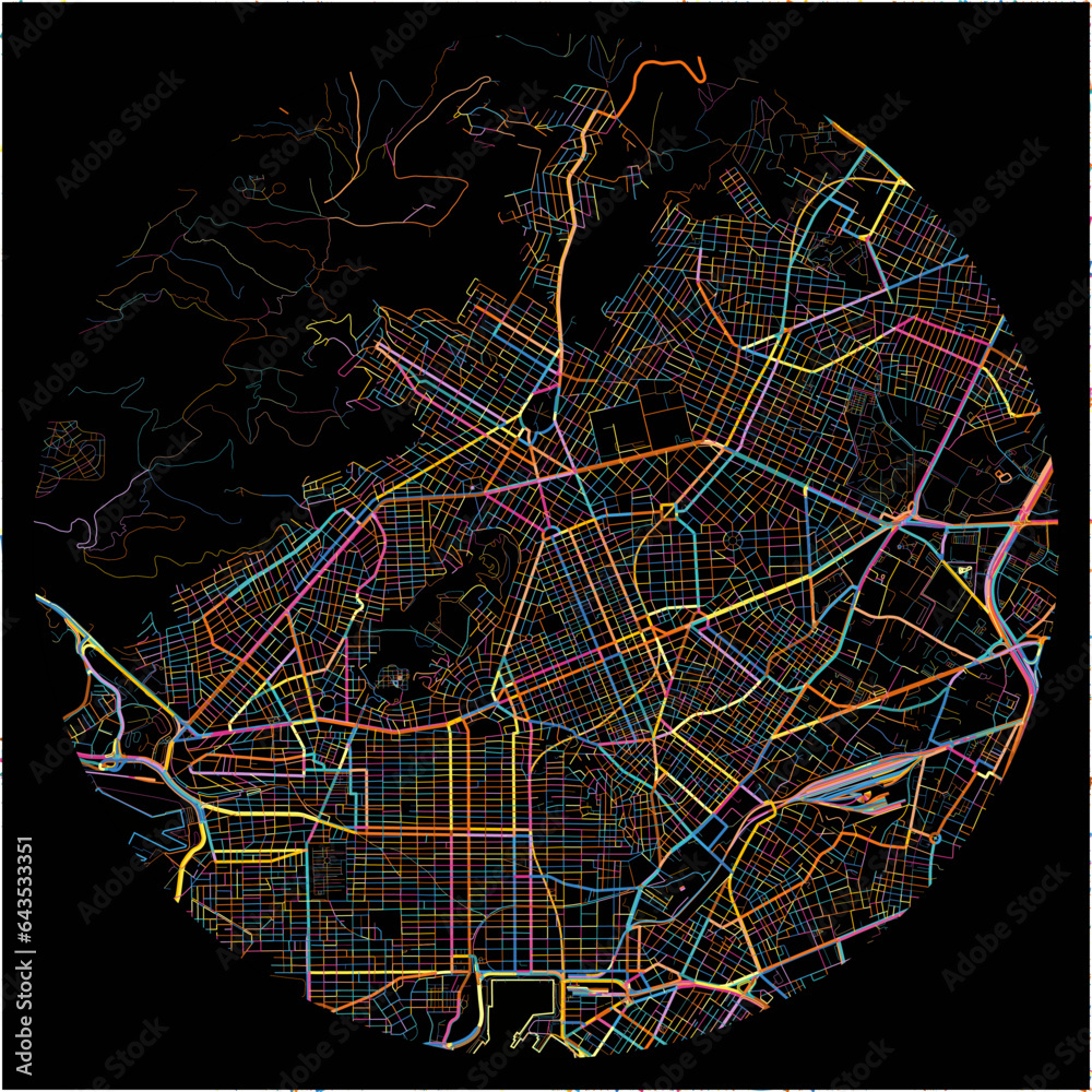 Colorful Map of Nikaia, Attica with all major and minor roads. Stock ...
