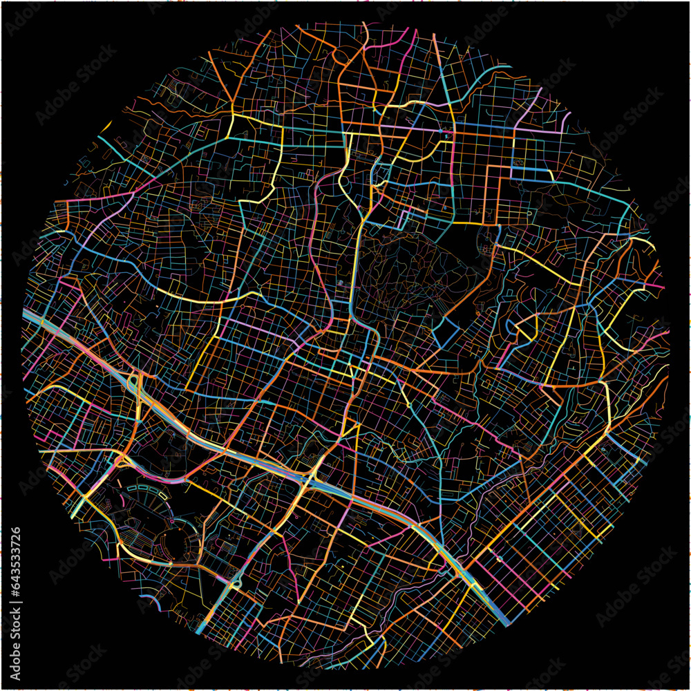 Colorful Map of Marousi, Attica with all major and minor roads. Stock ...