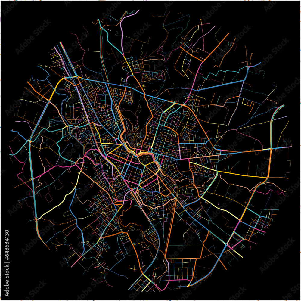 Colorful Map of Trikala, Thessaly with all major and minor roads. Stock ...