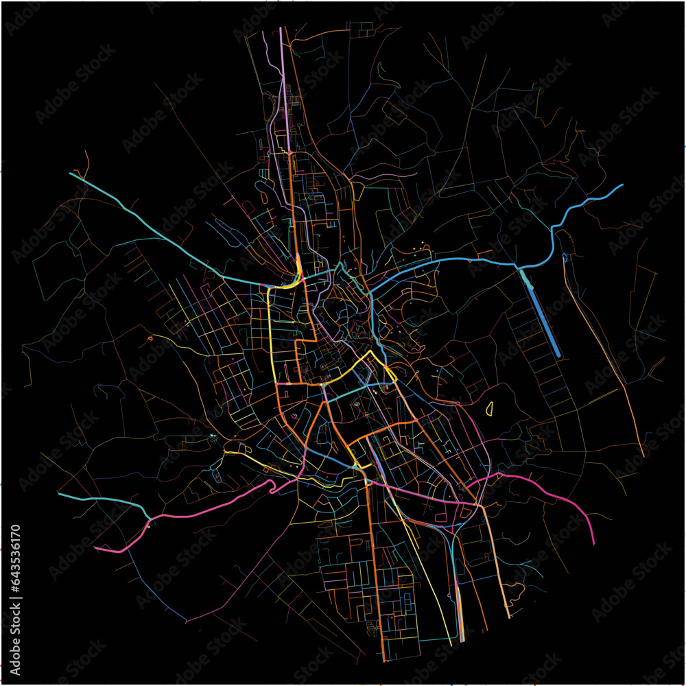 Colorful Map of Eger, Heves with all major and minor roads. Stock ...