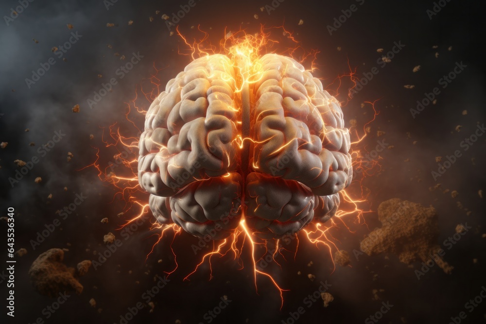 Erupting creativity: Concept art depicts a human brain exploding with ...