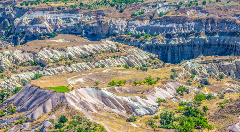 Bizarre rock formations of volcanic Tuff and basalt in Cappadocia ...
