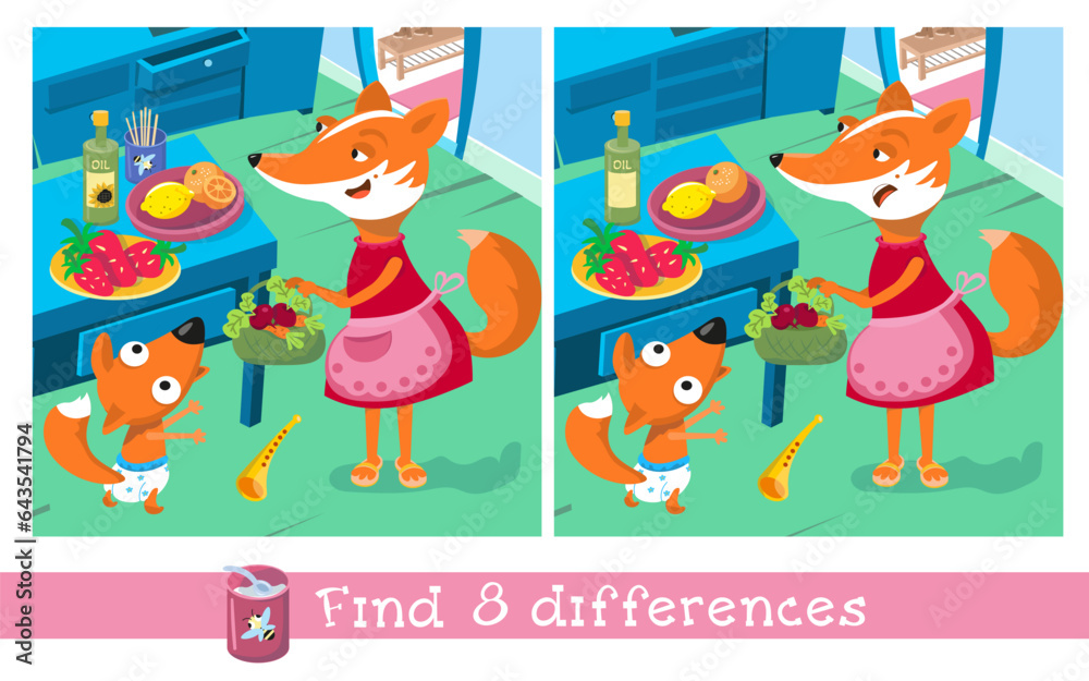 Find 8 hidden differences. Educational game for children. Puzzle game ...