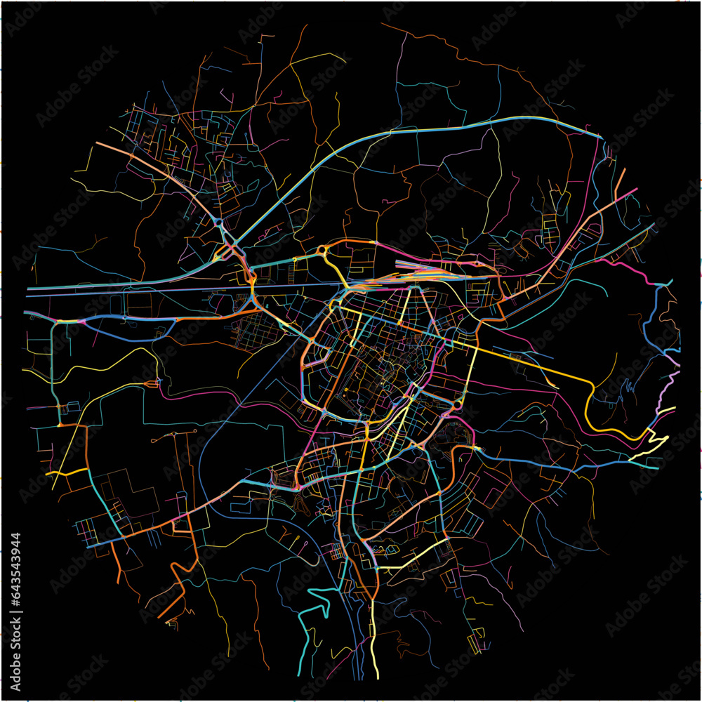 Colorful Map of Terni, Umbria with all major and minor roads. Stock ...