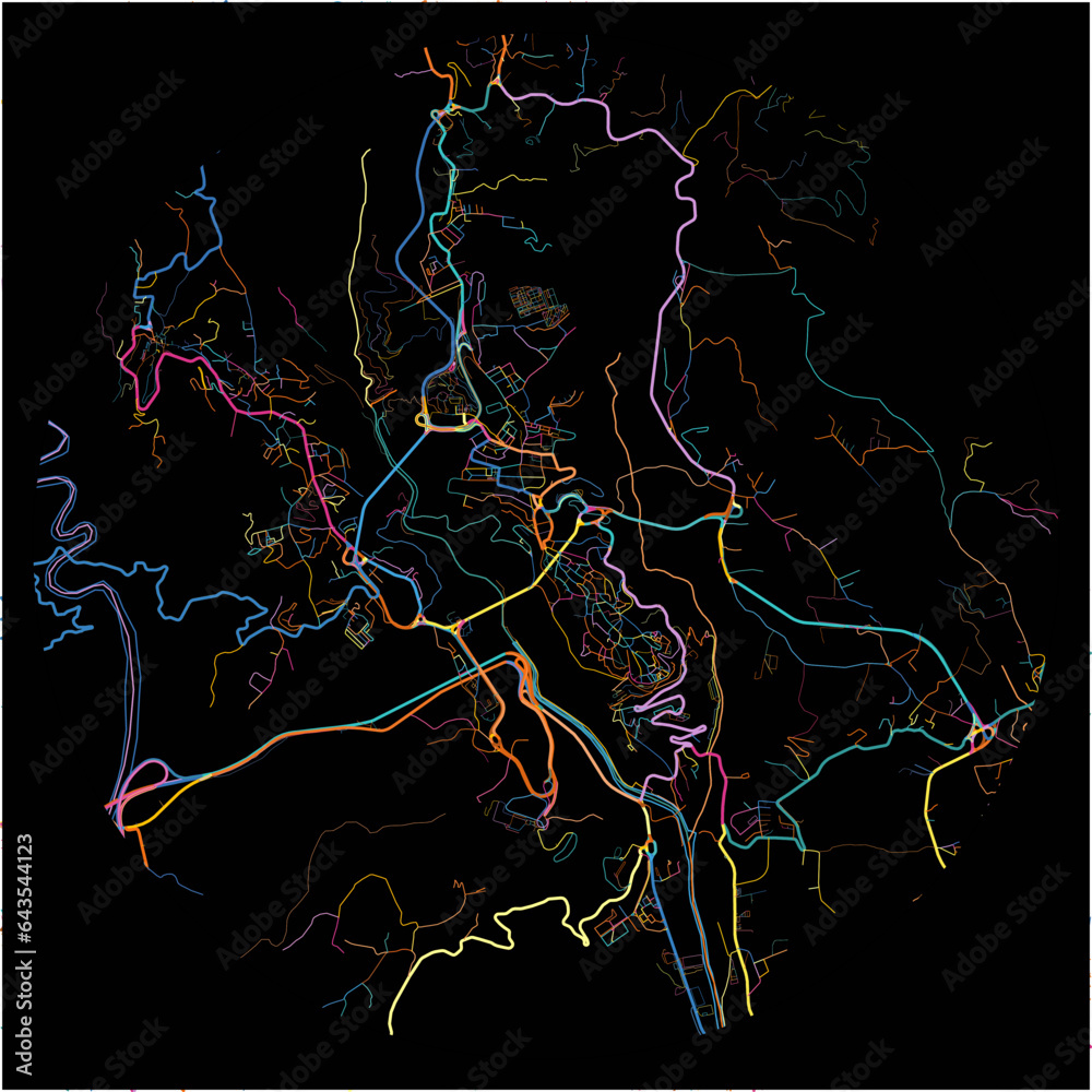 Colorful Map of Catanzaro, Calabria with all major and minor roads ...