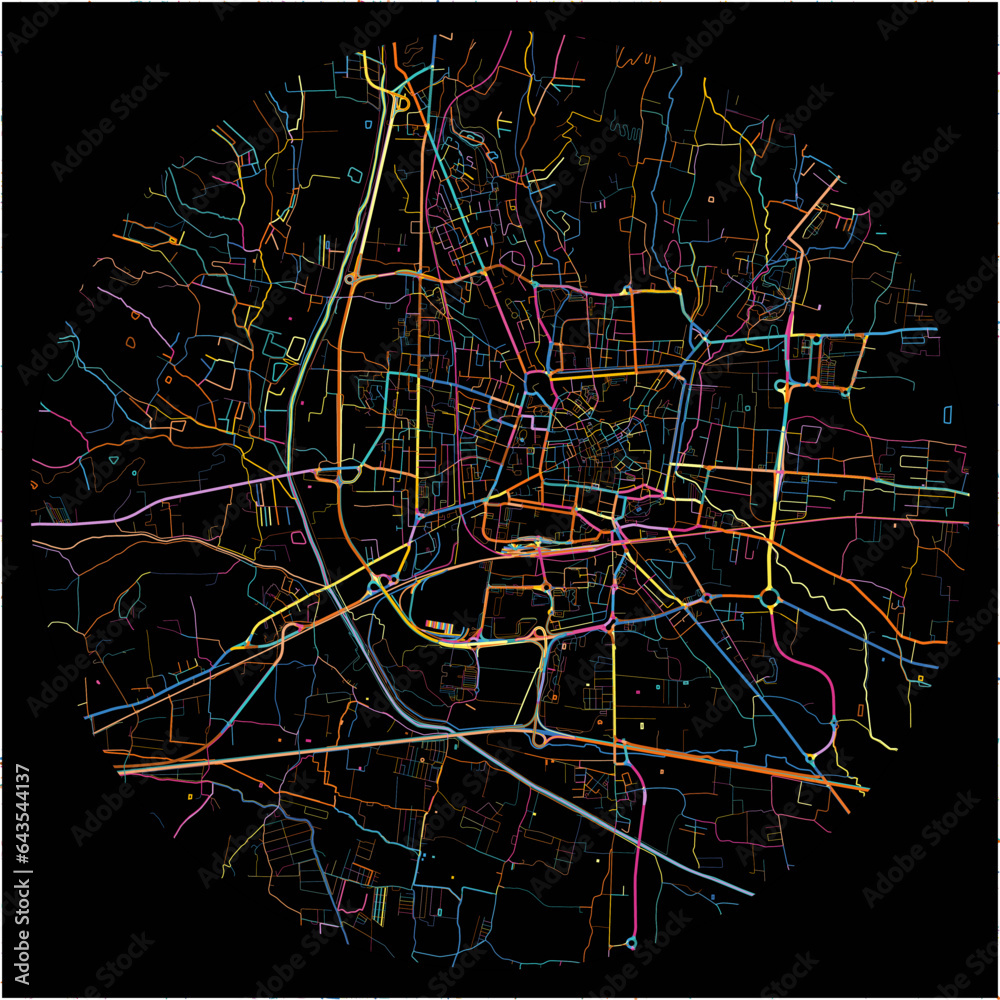 Colorful Map of Pistoia, Tuscany with all major and minor roads. Stock ...
