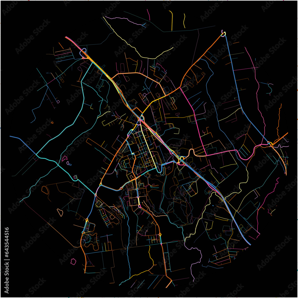 Colorful Map of Pomezia, Lazio with all major and minor roads. Stock ...