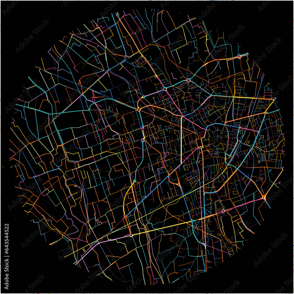Colorful Map of Vigevano, Lombardy with all major and minor roads ...