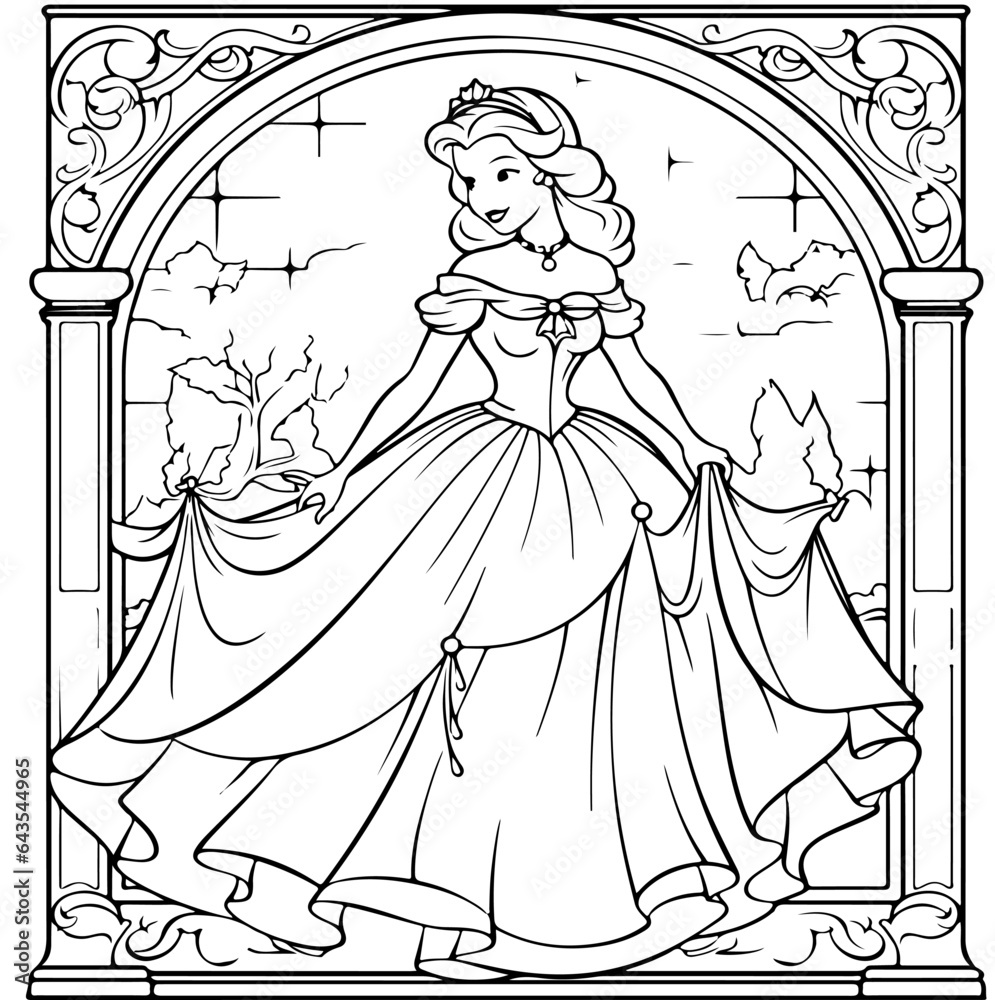Princess coloring page for your design. Coloring book for preschool ...
