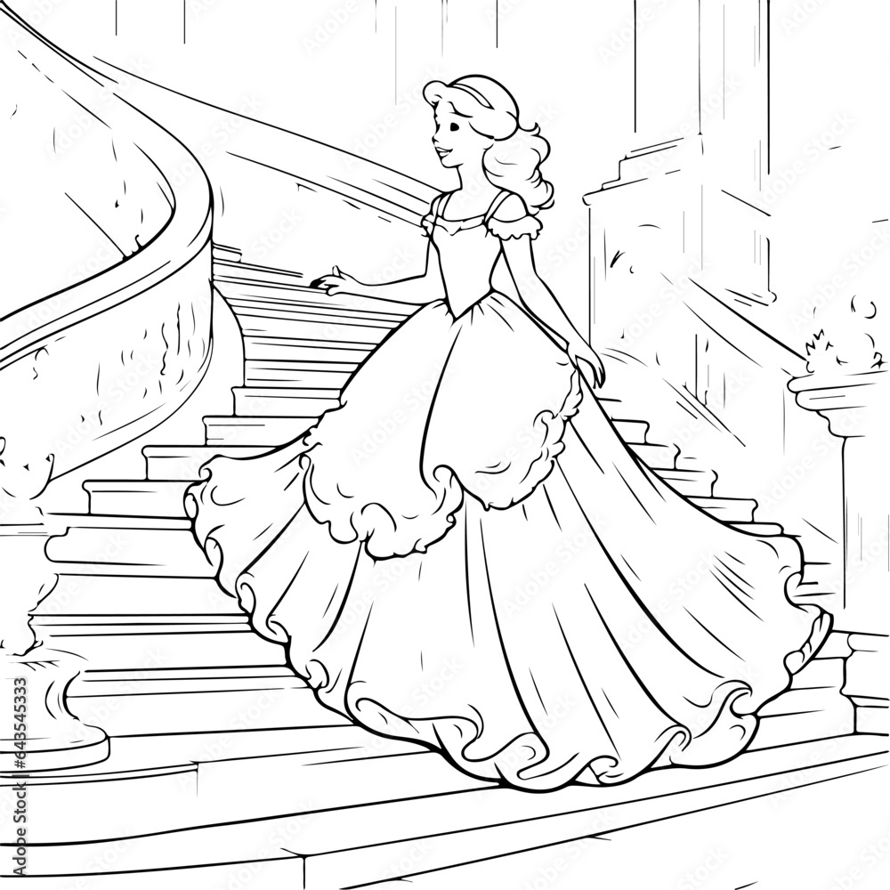Princess coloring page for your design. Coloring book for preschool ...