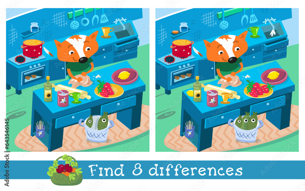 Find 8 hidden differences. Educational game for children. Puzzle game ...