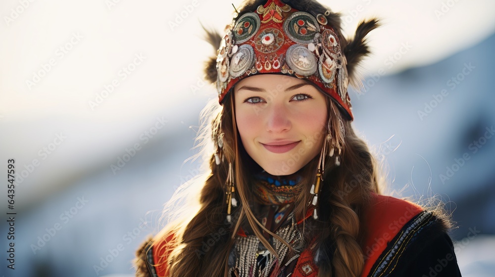 A Sami woman in traditional clothing from northern Norway. Lapland in ...