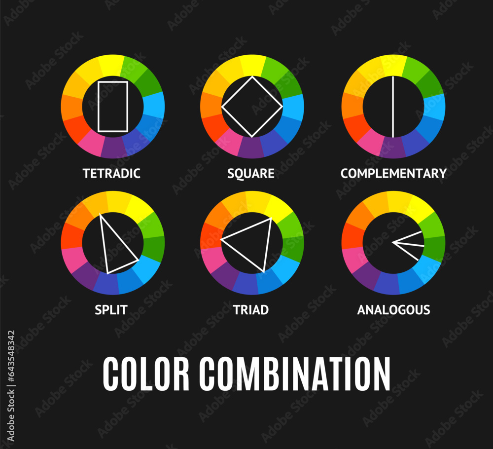 Different Color Circle Palette Combinations Set. Vector illustration of ...