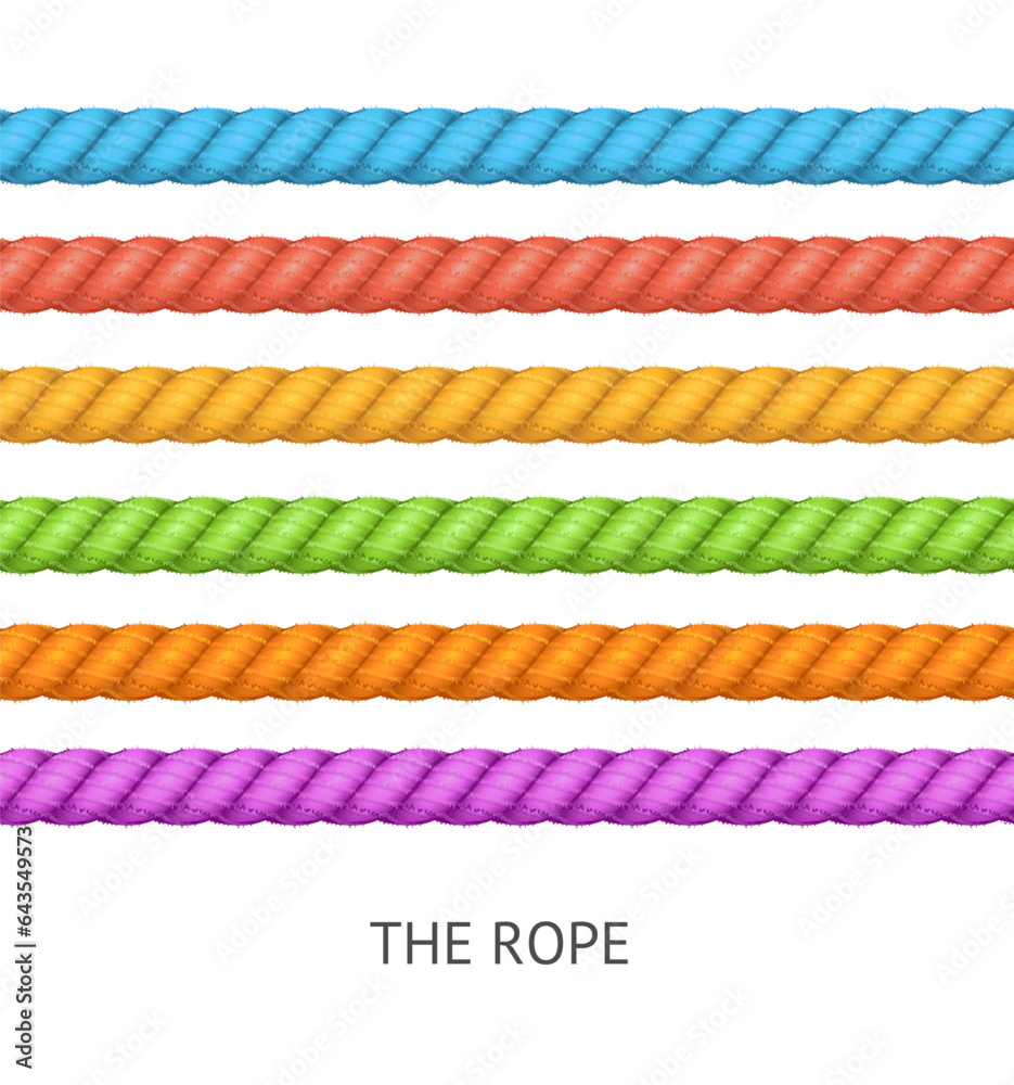 Realistic Detailed 3d Different Color Twisted Rope Set Isolated on ...