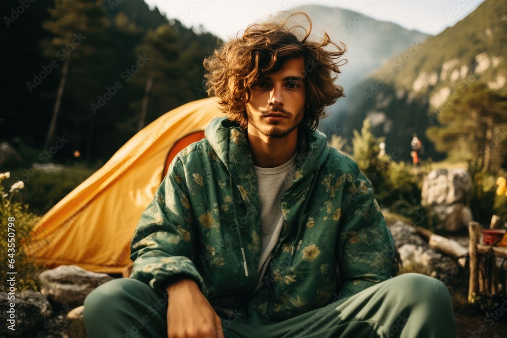Man Camping In The Wilderness . Сoncept Experiences Of Wilderness ...