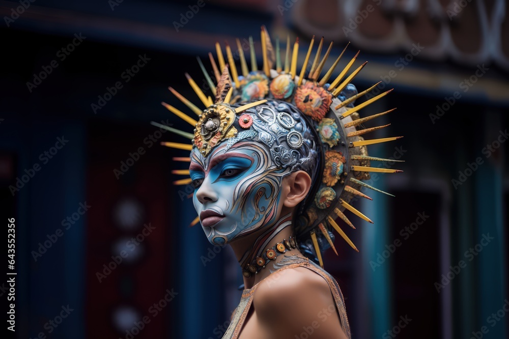 Portrait of Mexican cosplay for Dia De Las Muertos. Freaks with insane ...