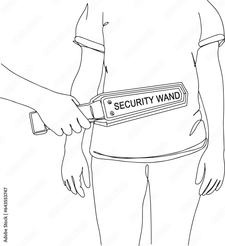 Security Wand using on people, Passengers at Security Checkpoint ...