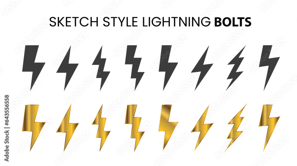 Sketch style lightning bolts. Vector sketch style lightning bolts Stock ...