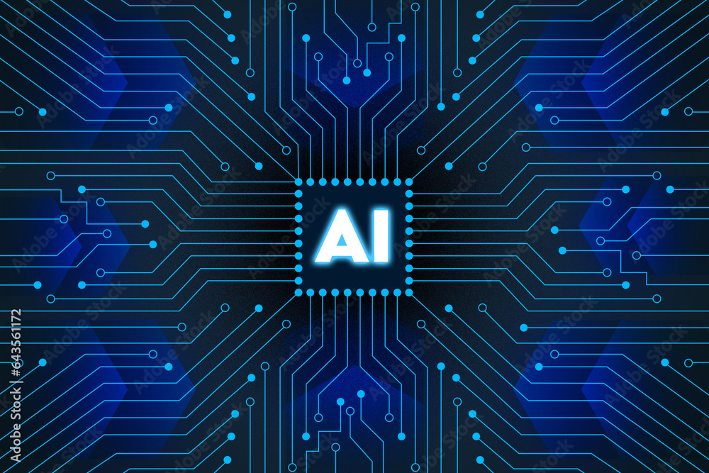 Concept of Artificial Intelligence computing with chip and motherboard ...