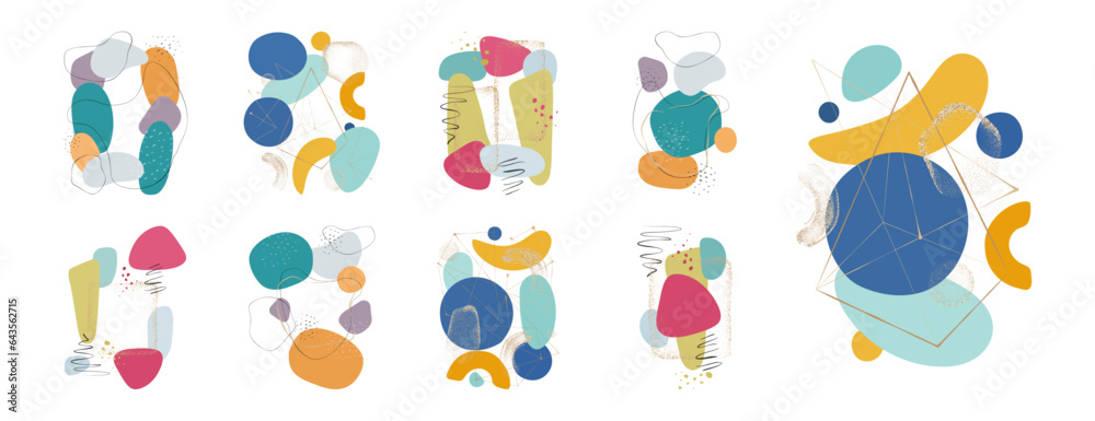 Liquid shapes, blobs and brushes. Frame trendy design and decorative ...