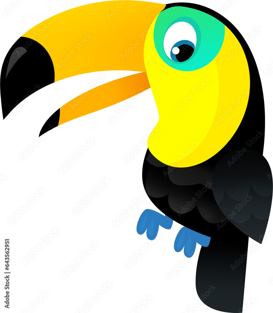 Cartoon animal happy tropical bird toucan on white background ...