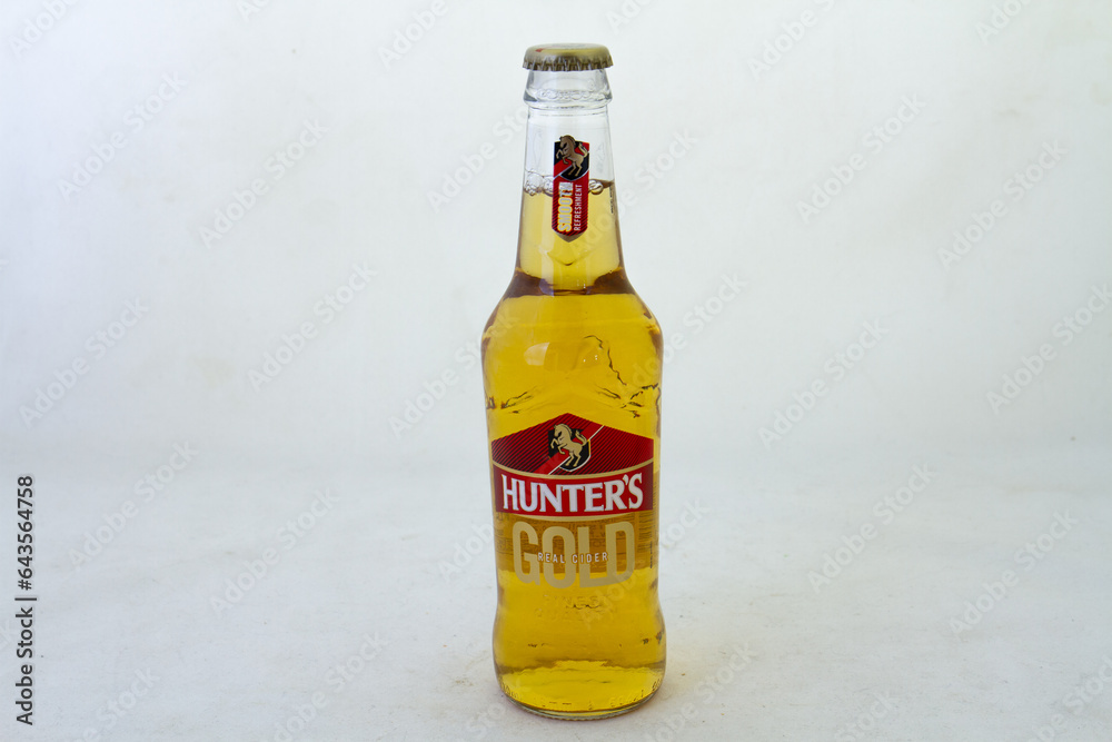 Johannesburg, South Africa - a bottle of Hunters Gold real cider ...