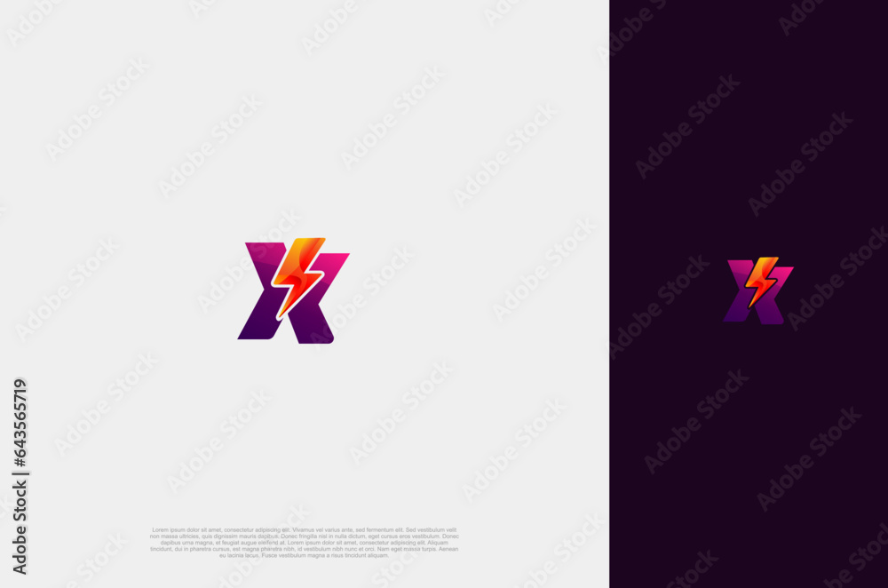 Initial Letter X with bolt logo. Lighting Dynamic letter. Thunderbolt ...
