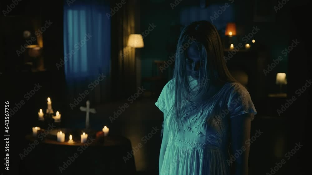 Video of a posessed young female, ghost, entity, polterheist standing ...