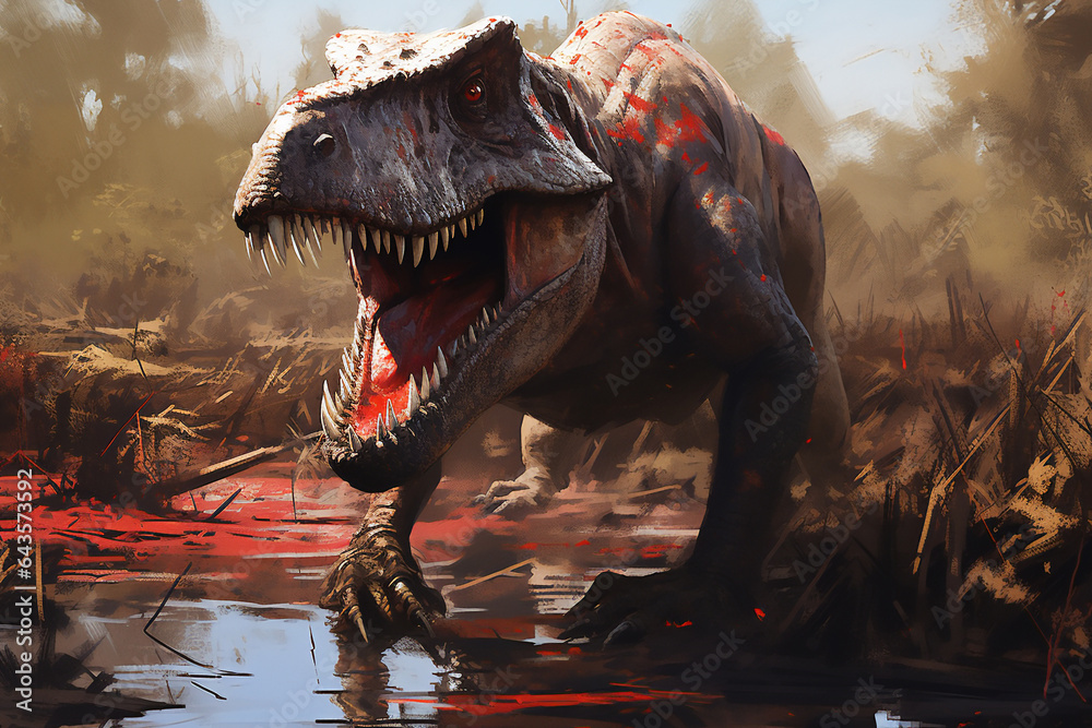 T rex or tyrannosaurus rex a large carnivorous theropod dinosaur of the ...