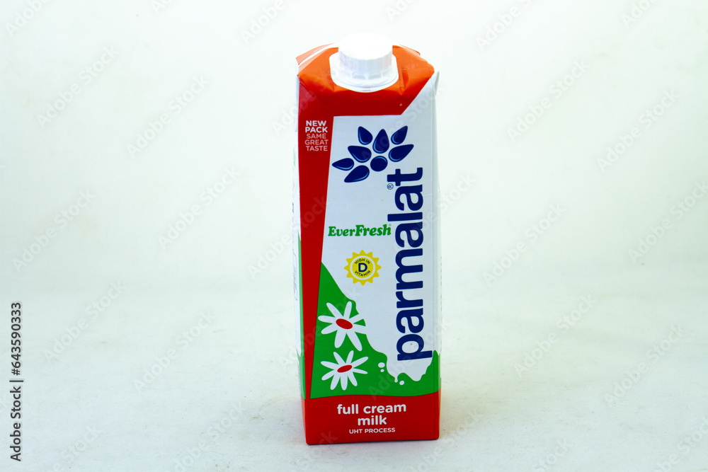 Johannesburg, South Africa - a container of Parmalat full cream milk ...