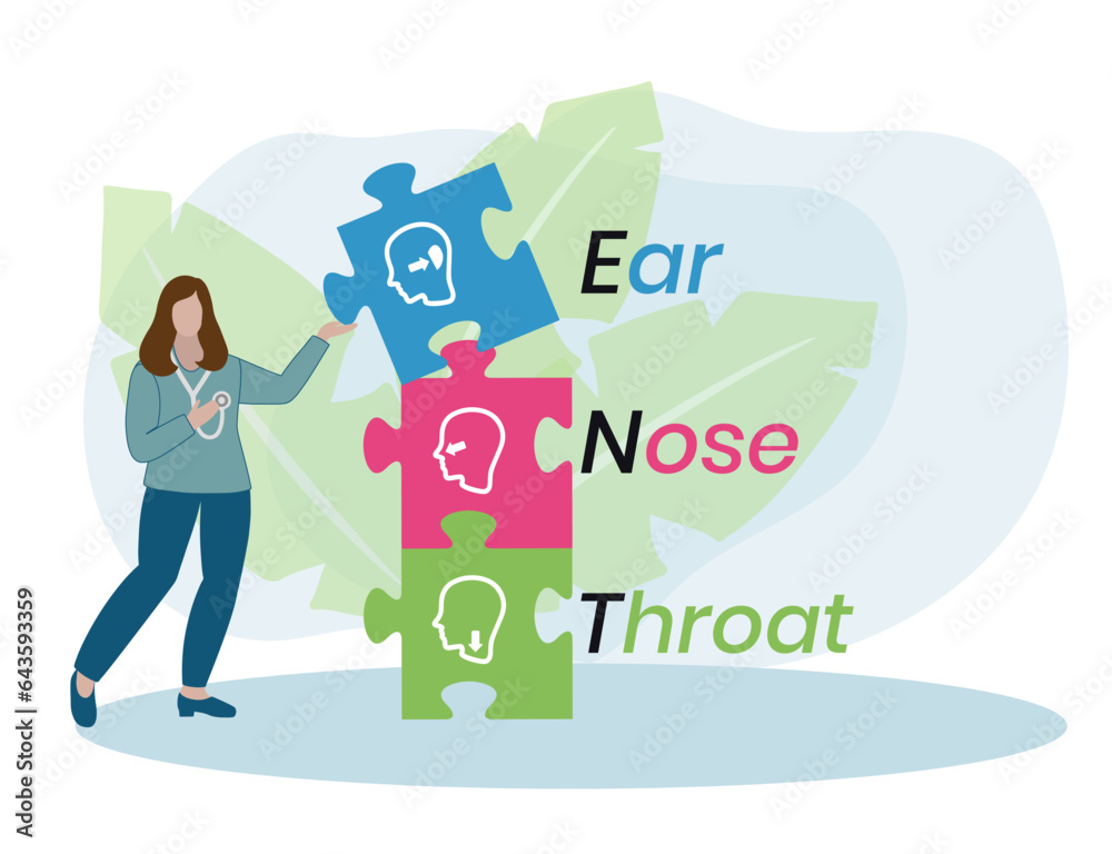 ENT Ear Nose Throat acronym, medical concept background. vector ...