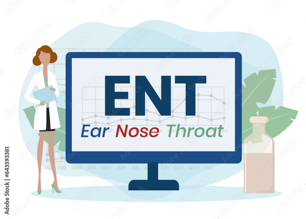 ENT Ear Nose Throat acronym, medical concept background. vector ...