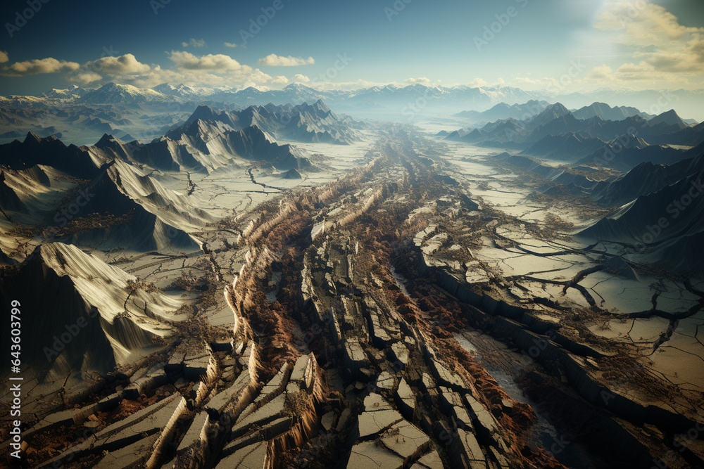 damaging after earthquake.trembling earth, crumbling structures, and ...