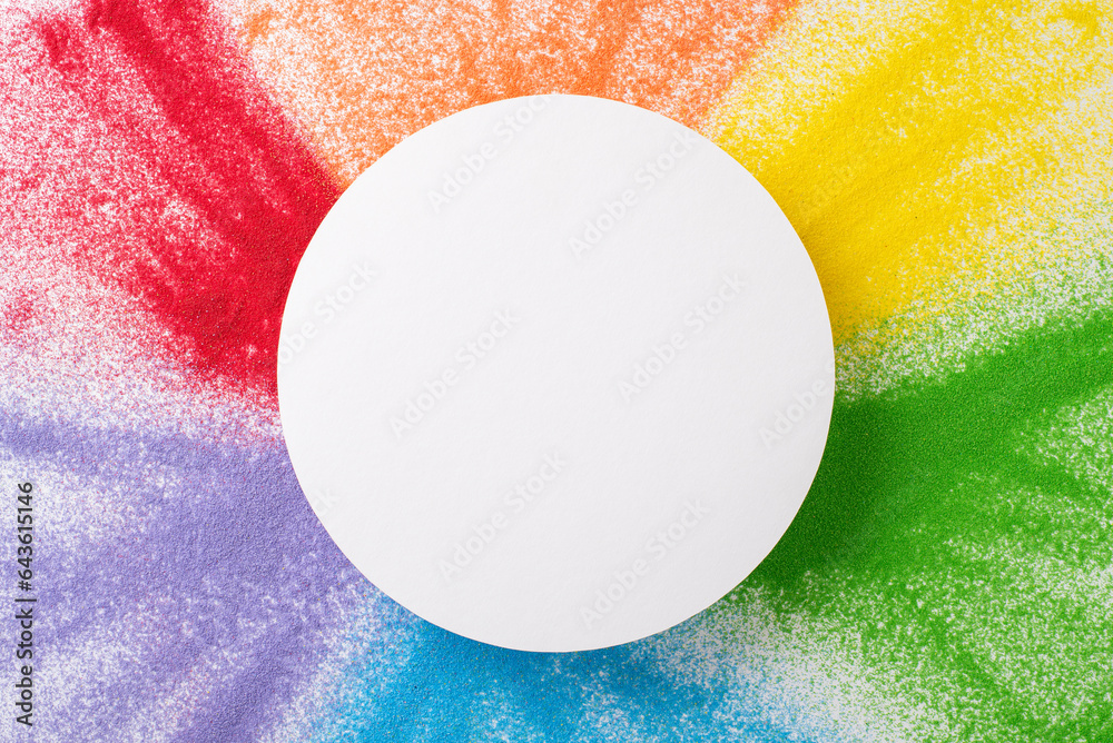 Foto de LGBT history month tribute in sand flag. Top view captures a ...