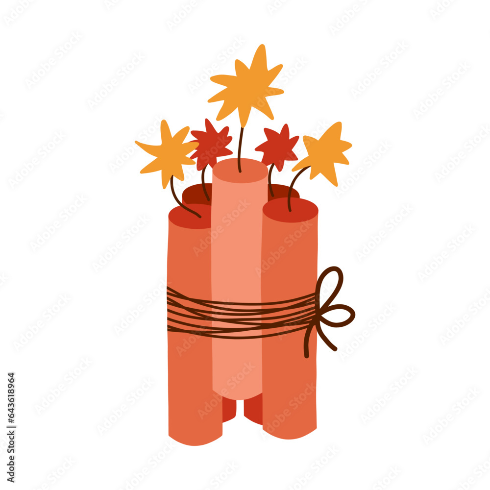 Hand drawn pack of dynamite with lit fuse. Simple clipart sign of bomb ...