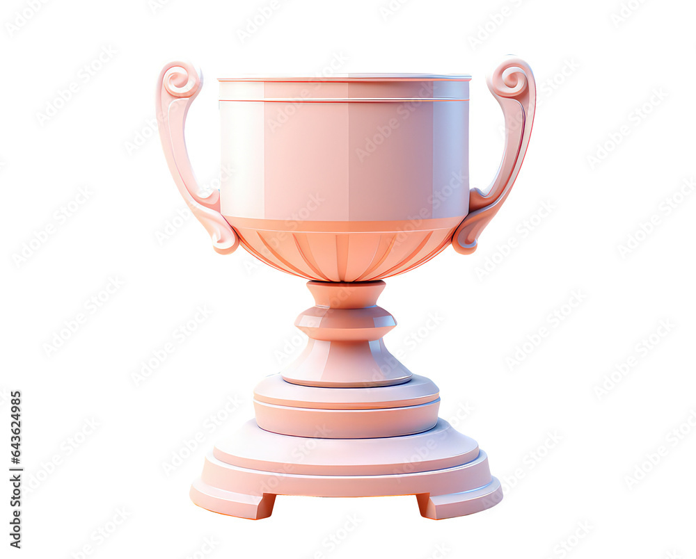 Cute championship trophy cup in cartoon clay toy style, pastel colors ...