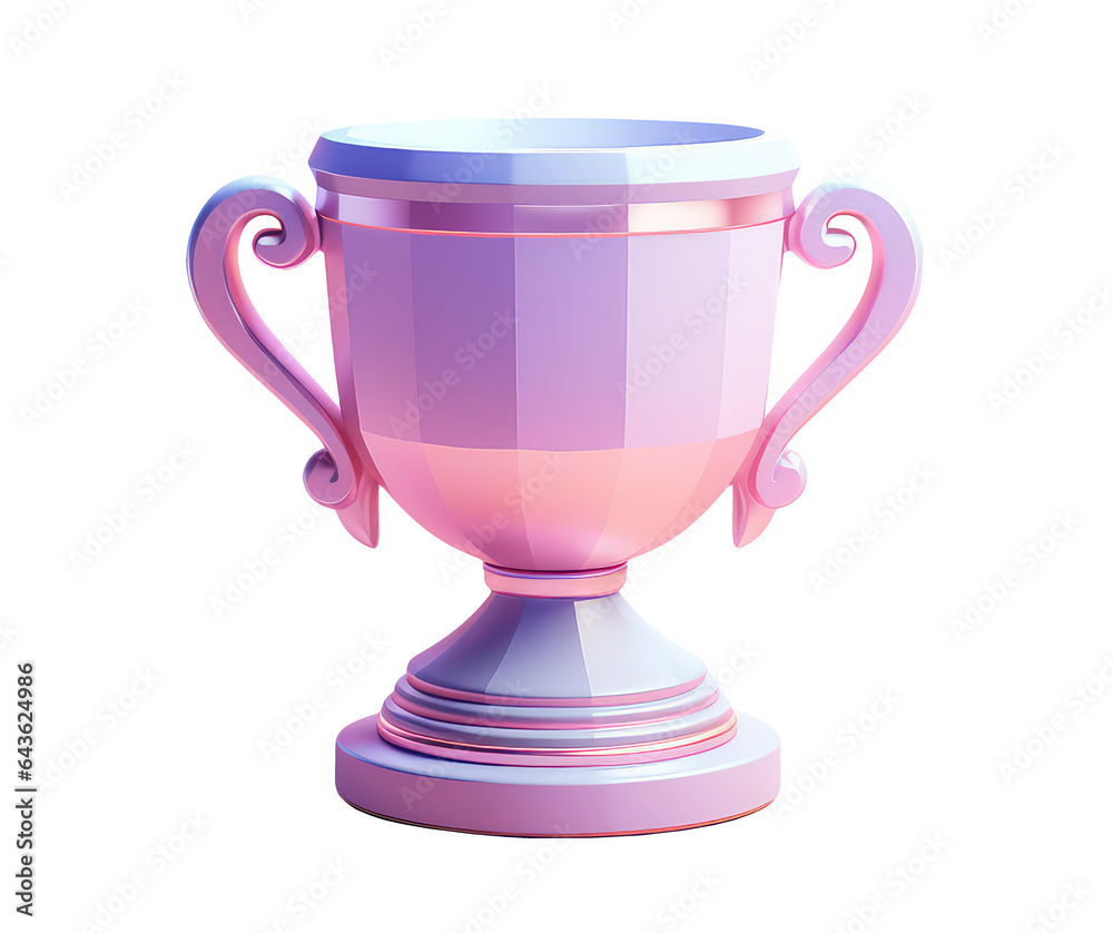 Cute championship trophy cup in cartoon clay toy style, pastel colors ...