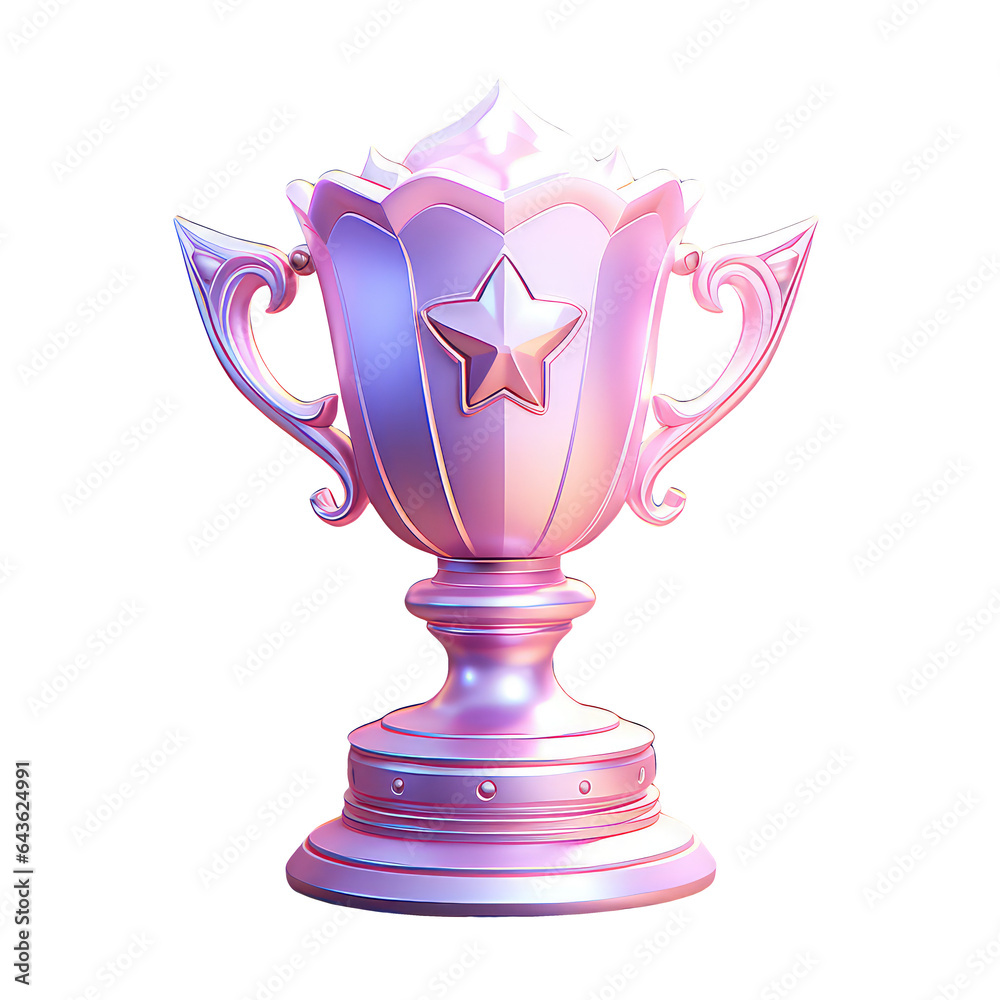 Cute championship trophy cup in cartoon clay toy style, pastel colors ...
