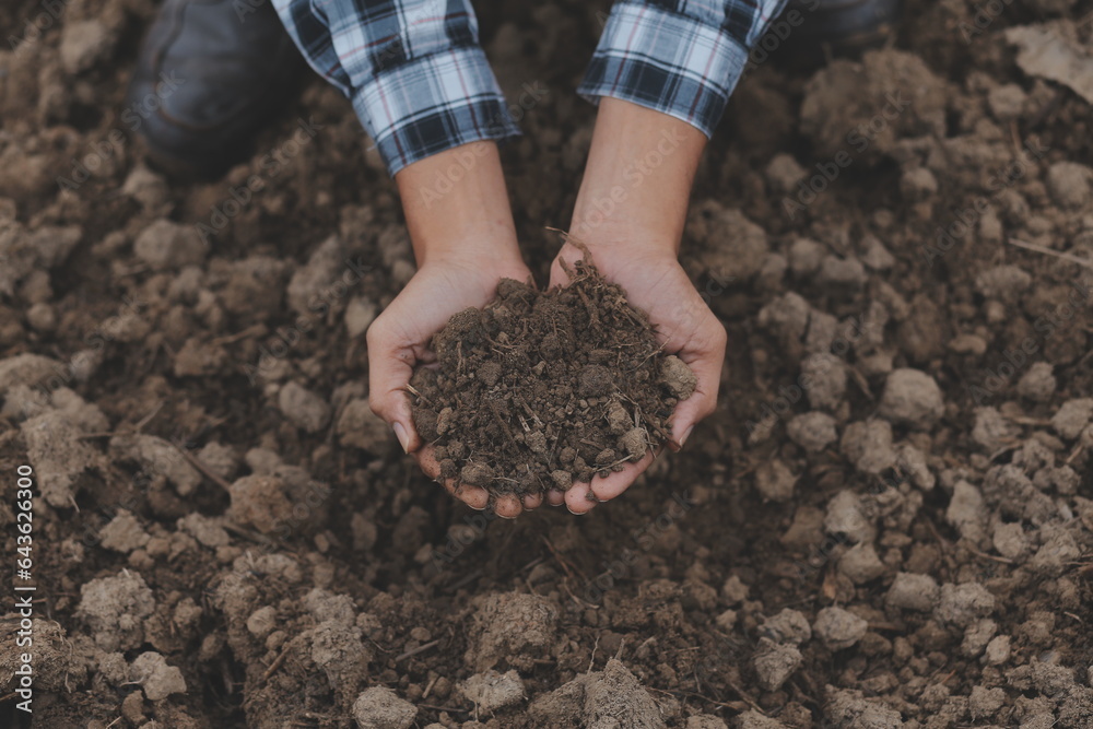 Symbol heart earth day. Handful of dirt hands heart shape. Farm organic ...