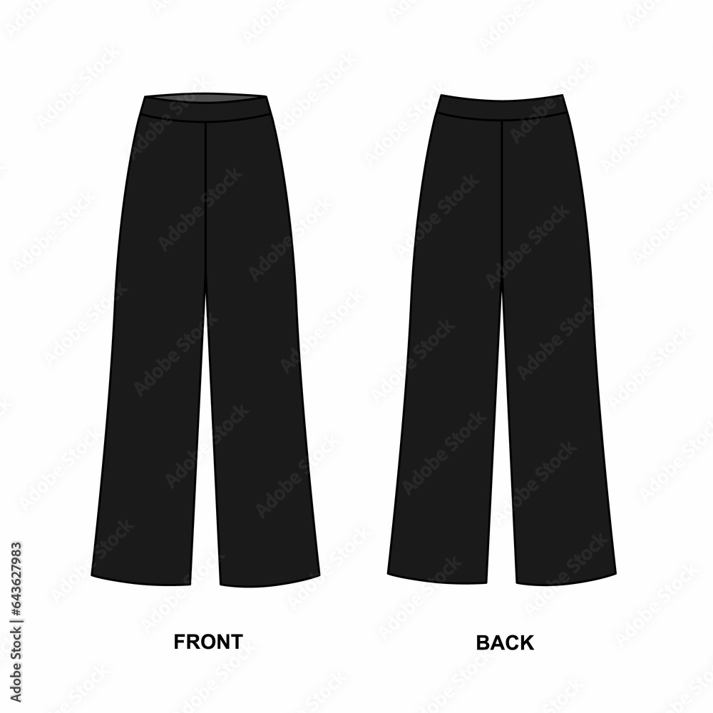 Sketch of fashionable wide leg pants isolate on white background ...